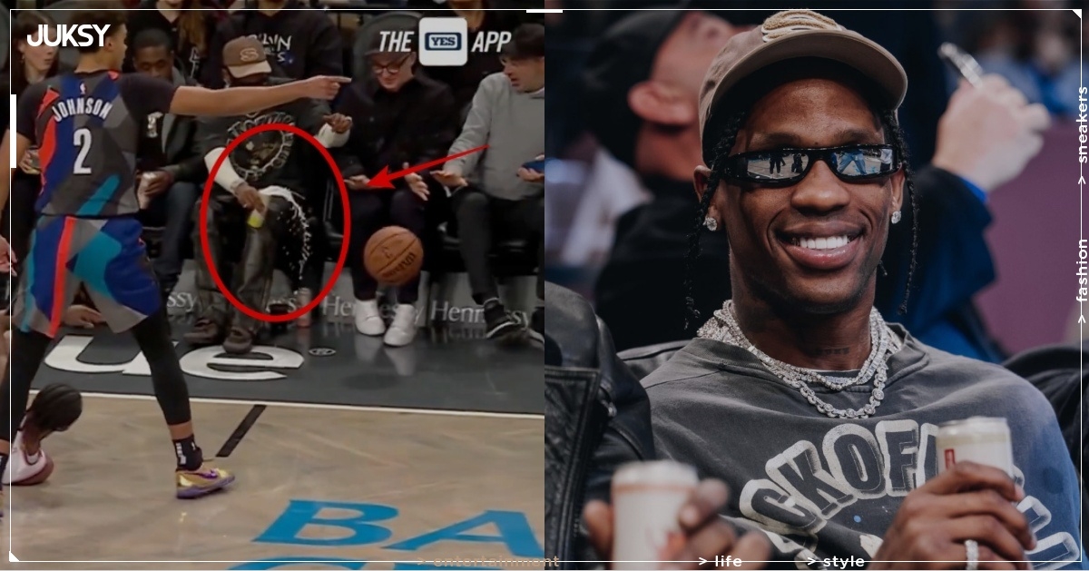 Travis Scott 現身 NBA 籃網主場觀賽被球砸到打翻啤酒，還差點波及到 KAWS！ | JUKSY 街星