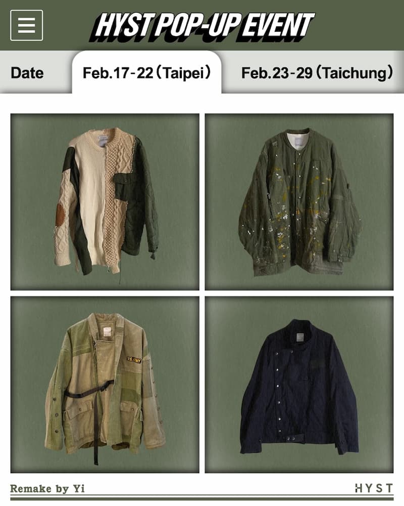 HYST SHOP 攜手兩大品牌 Remake by Yi、HLVTC 舉行期間快閃店，商品「超限量」釋出！ JUKSY 街星