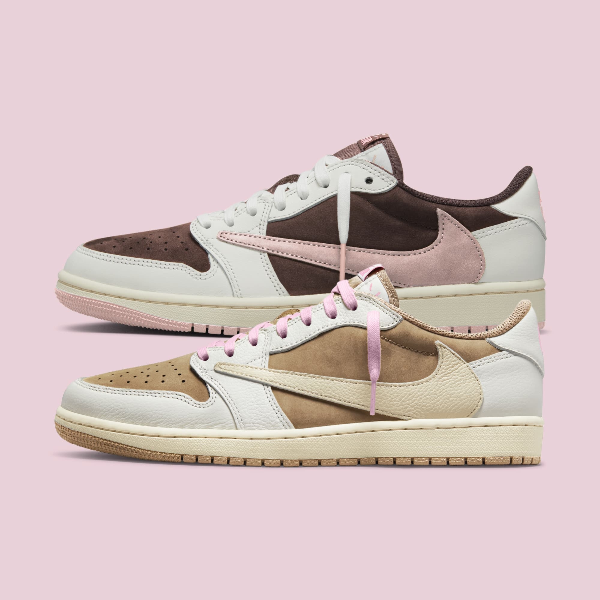 Travis Scott x Air Jordan 1 Low "Shy Pink"、"Dark Pony" 聯名新色釋出，2025 年春季 ...