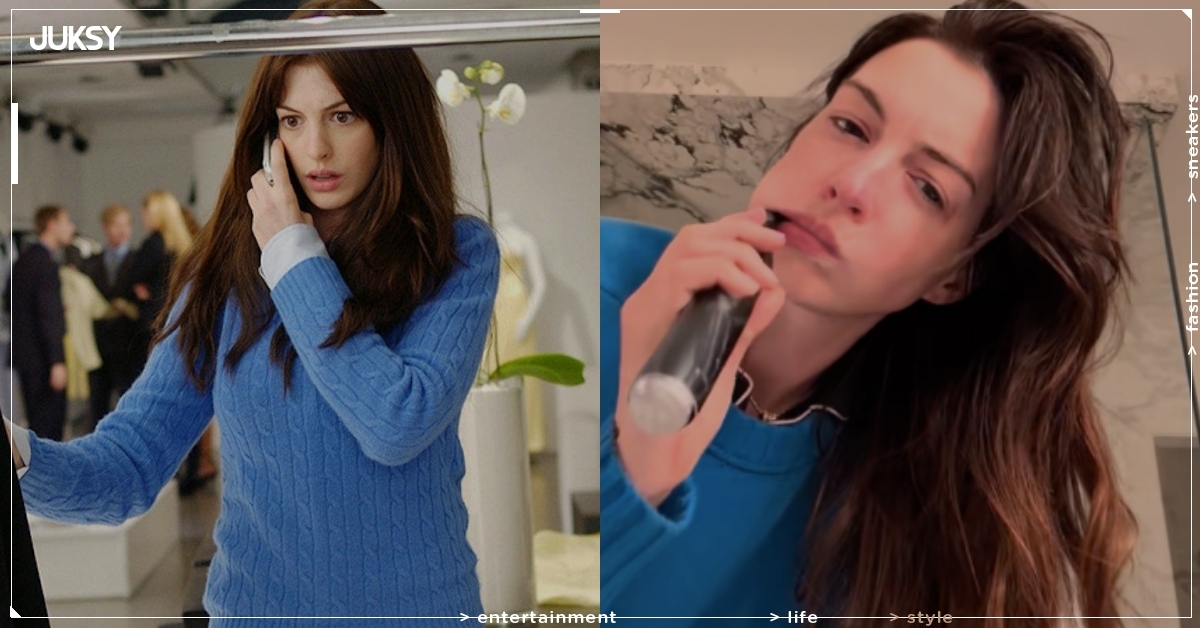 《穿著 Prada 的惡魔 2》安海瑟薇 Anne Hathaway 藍毛衣造型回歸勾回憶殺！最新劇照、續集劇情一次看！ | JUKSY 街星